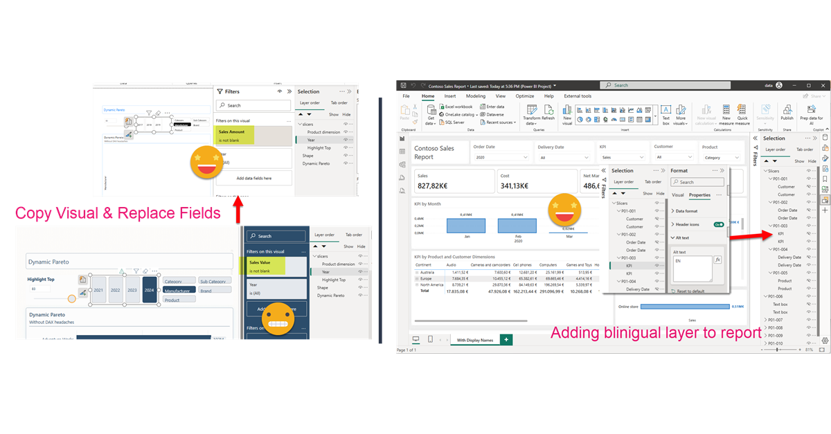 Copy visuals and (clean) replace fields & Add bilingual layer scripts